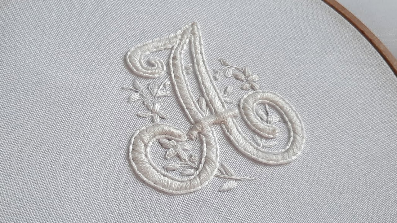 HAND EMBROIDERY monogram "A" Easy Satin stitch - YouTube
