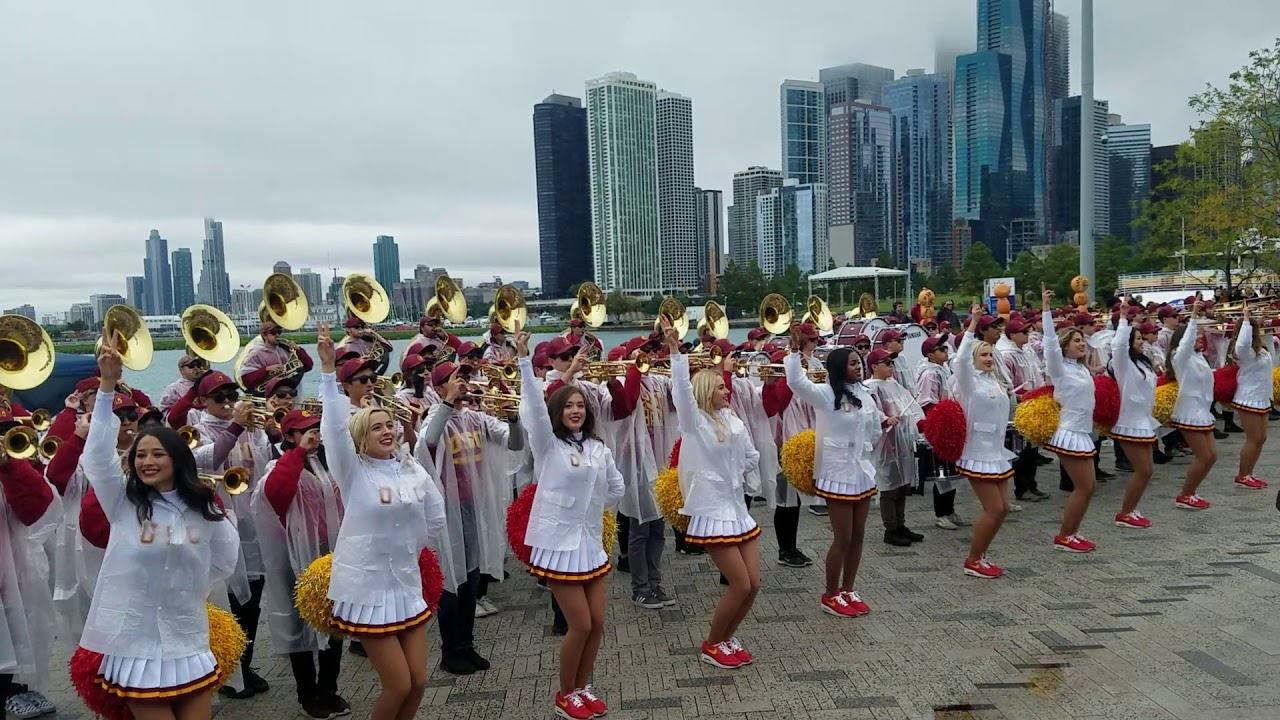 USC Marching band pep rally at Navy Pier 2019 - 1 - YouTube