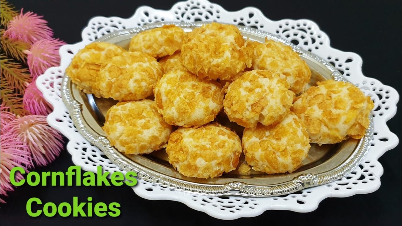 Easy Cornflakes Cookies Recipe | Eggless Cornflakes cookies recipe | Crunchy Cornflakes cookies ...