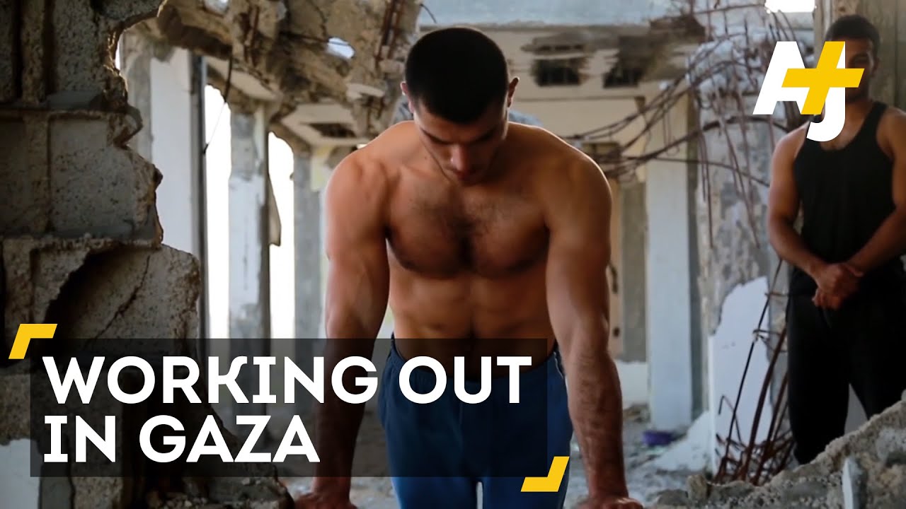 Palestinian Bodybuilders Work Out In Gaza Ruins - YouTube