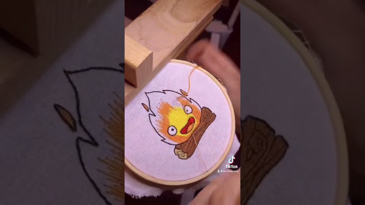 Calcifer Embroidery Timelapse - Howl’s Moving Castle - YouTube