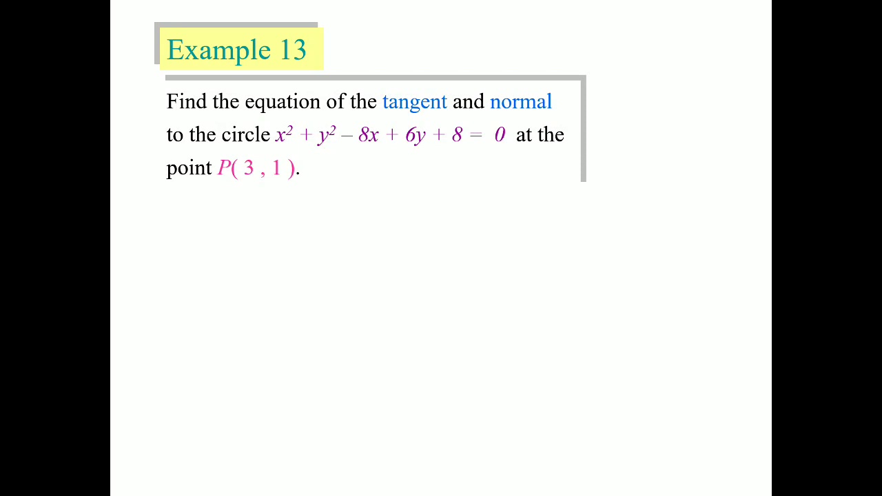 How to find Tangent & Normal equations to the circle at a point - YouTube