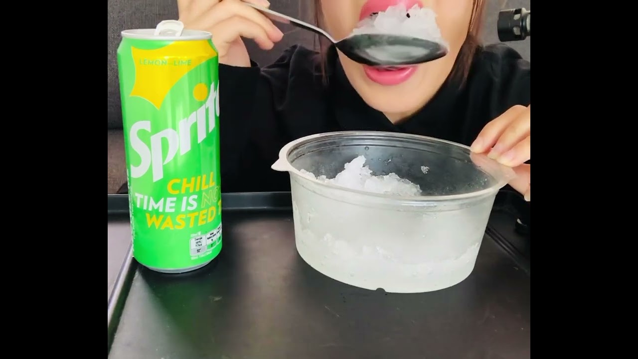 ASMR POWDERY ICE WITH SPRITE/SLUSHY ICE EATING#asmriceeating #crunchy # ...