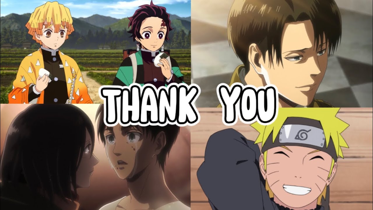 Anime Characters Saying Thank You (1000 sub special) - YouTube