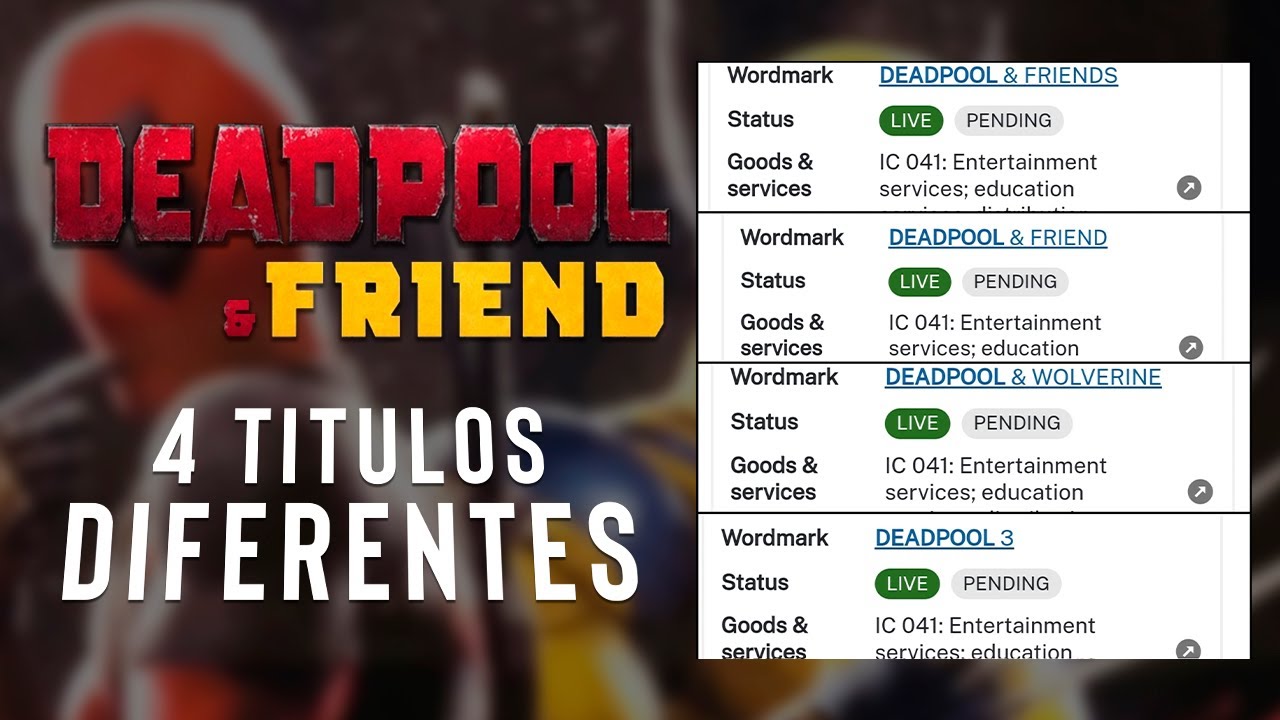 TITULO DE DEADPOOL 3 REVELADO | MARVEL Registra 4 TITULOS para DEADPOOL ...