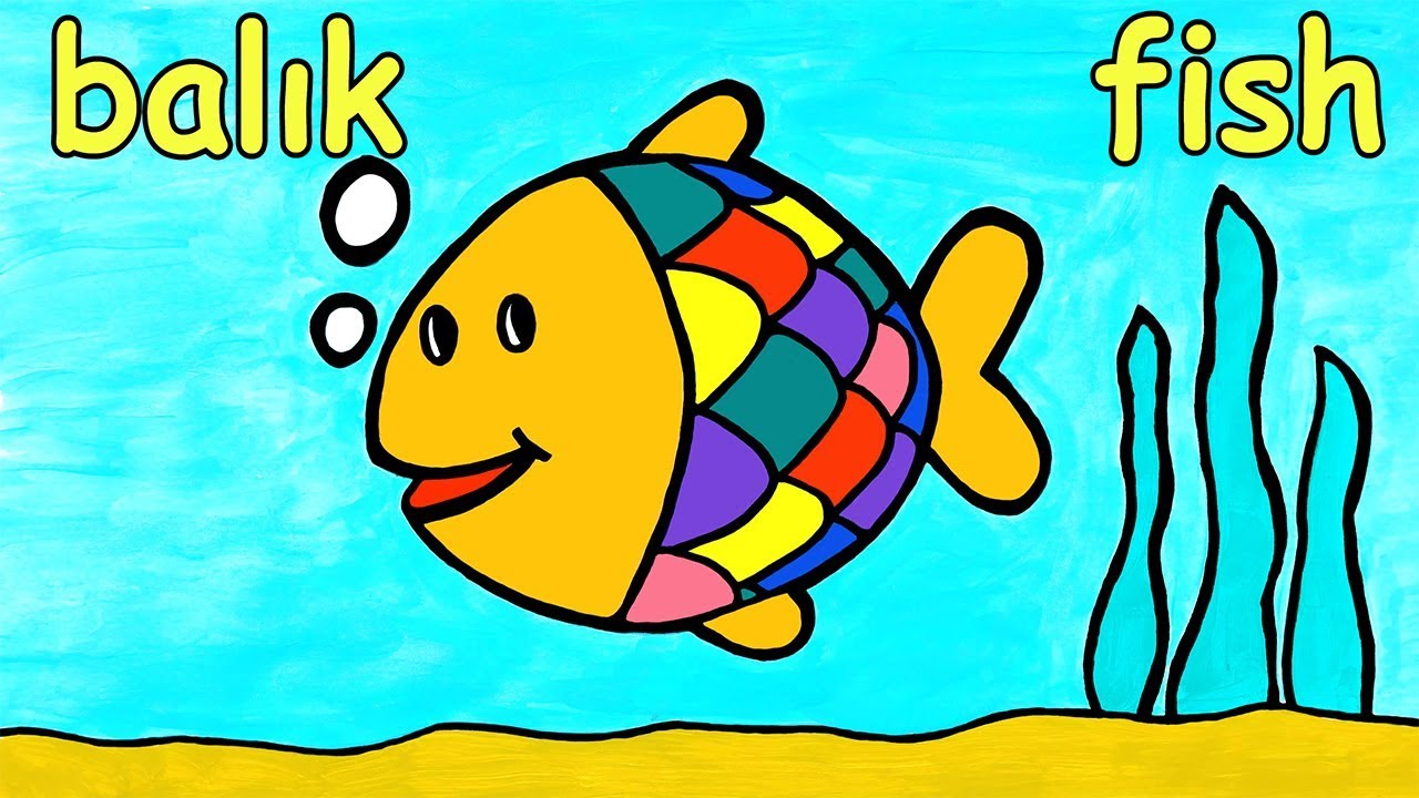 BALIK Nasıl Çizilir? Balık Çizimi Nasıl Yapılır? Boyama ile İngilizce ...