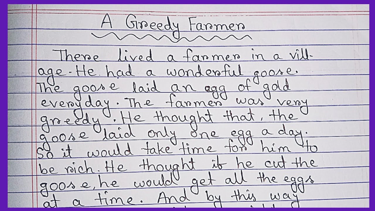 A story on "A greedy farmer"/story of a greedy farmer /story Writing ...