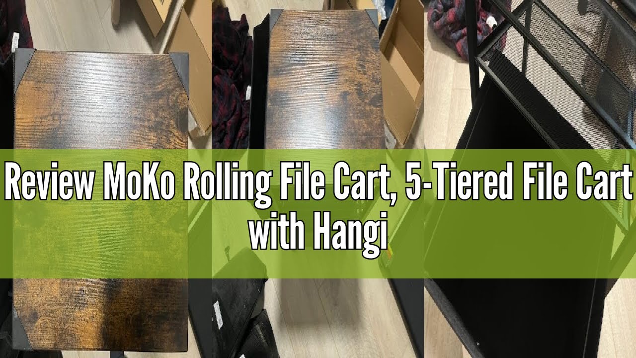 Review MoKo Rolling File Cart, 5-Tiered File Cart with Hanging File ...
