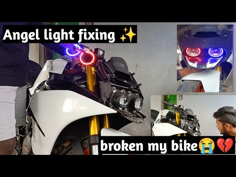 Angel light fixing 😍 || new look 🥰 ||ktm angle light fixing #ktm #bike ...