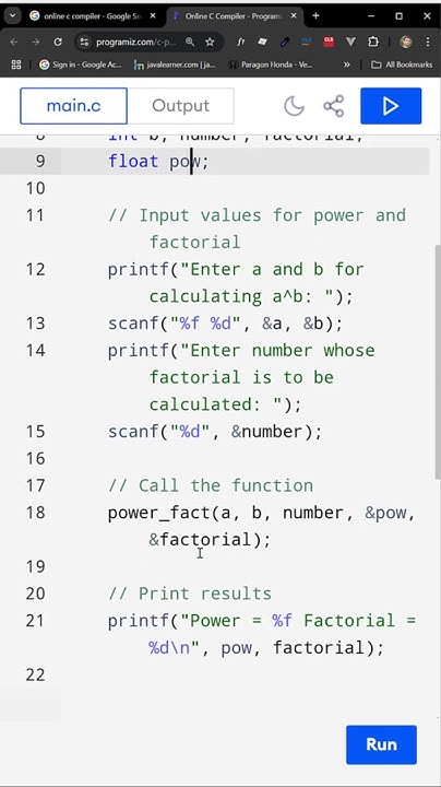Calculating the Power and Factorial of the numbers using Pointers in C Language - YouTube