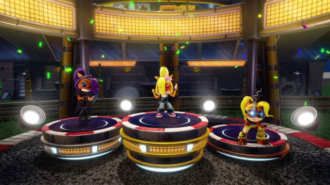 Coco Bandicoot, Dark Coco and Evil Coco Winning Podium. (Crash Nitro ...