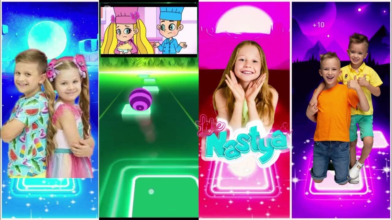 Tiles hop / Coffin dance with DIANA AND ROMA vs VLAD AND NIKI vs NASTYA #tiles hop #tiles hop ...