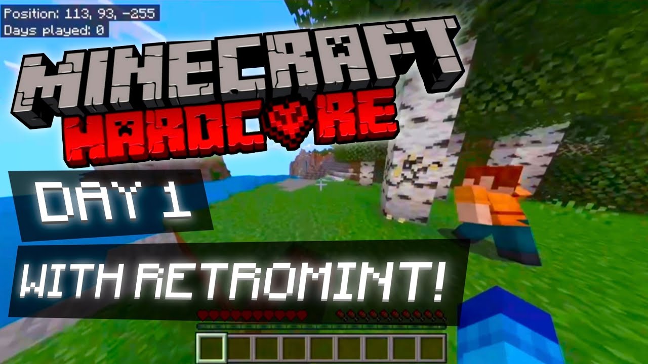 HARDCORE Minecraft DAY 1 - YouTube