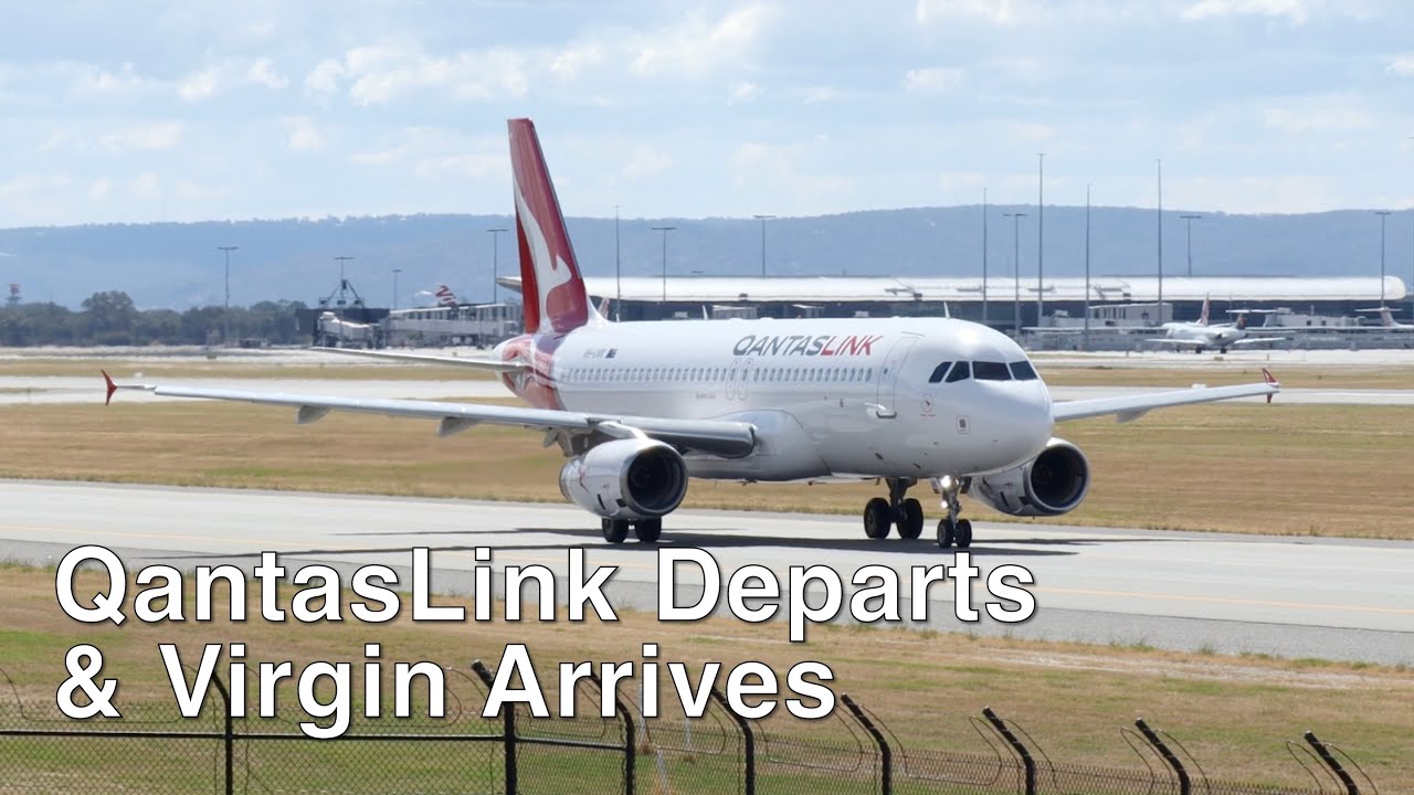 QantasLink A320 VH-UVK Departs and Virgin Australia 737-700 VH-NJV ...