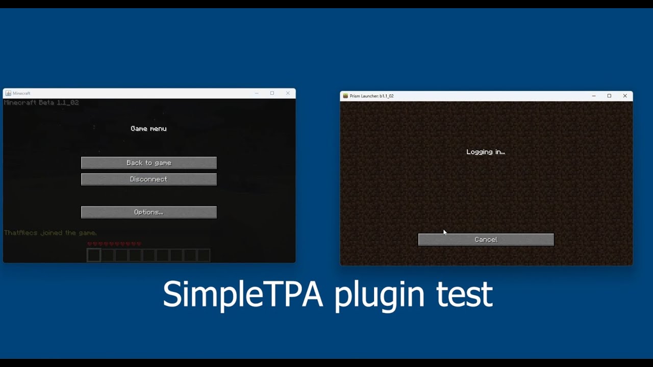 Simple /tpa plugin for Minecraft Beta 1.1_02 showcase - YouTube