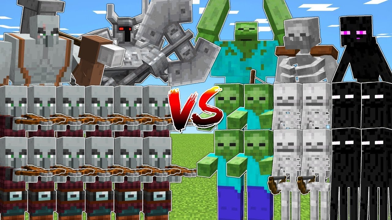 PILLAGER vs ZOMBIE & SKELETON & ENDERMAN Army! - YouTube