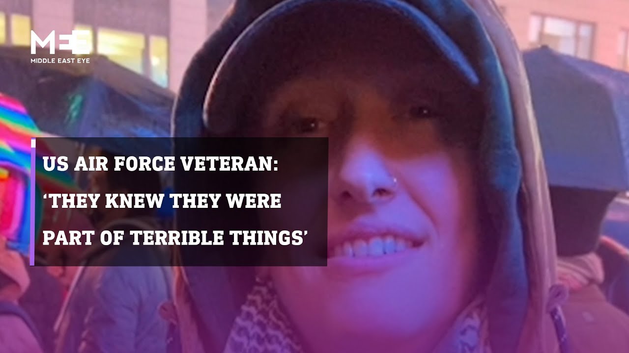 Air force veteran expresses grief at vigil for Aaron Bushnell - YouTube