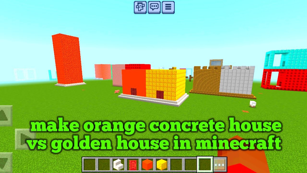 I,m crafts orange concrete house vs golden house in minecraft - YouTube