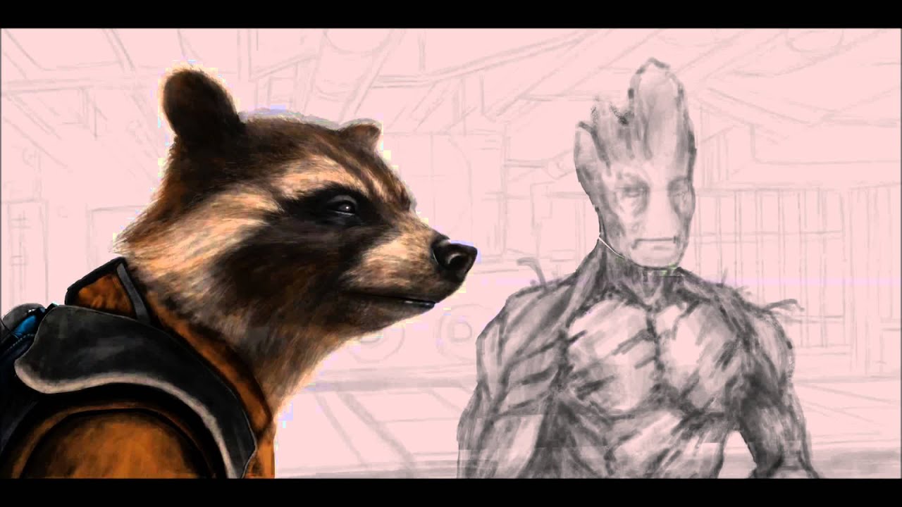 Rocket and Groot - iPad painting canvas recording - YouTube