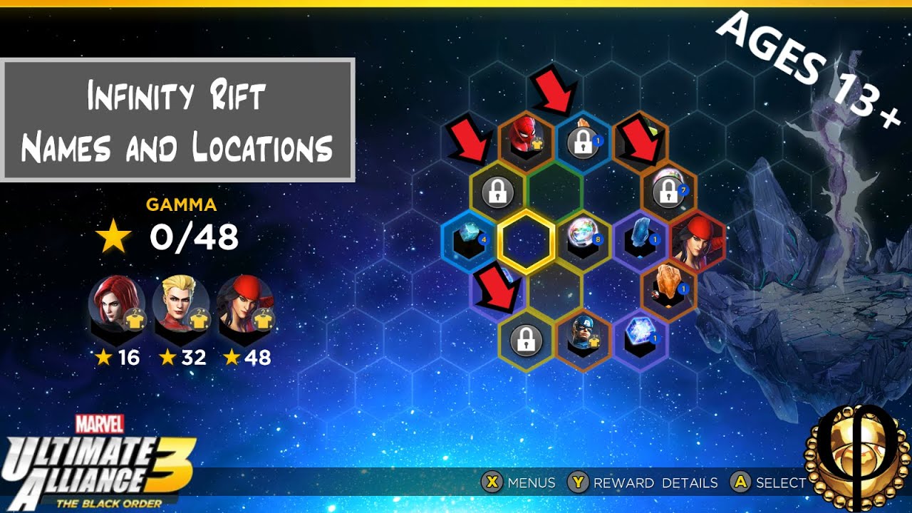 Infinity Rift Names and Locations - Ultimate Alliance 3 - YouTube