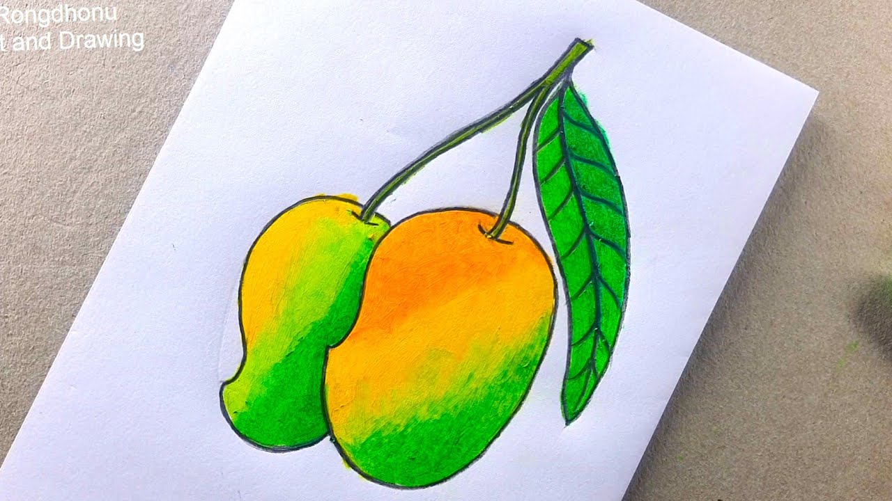 The easiest technique to draw a mango || Creative Art || Painting - YouTube