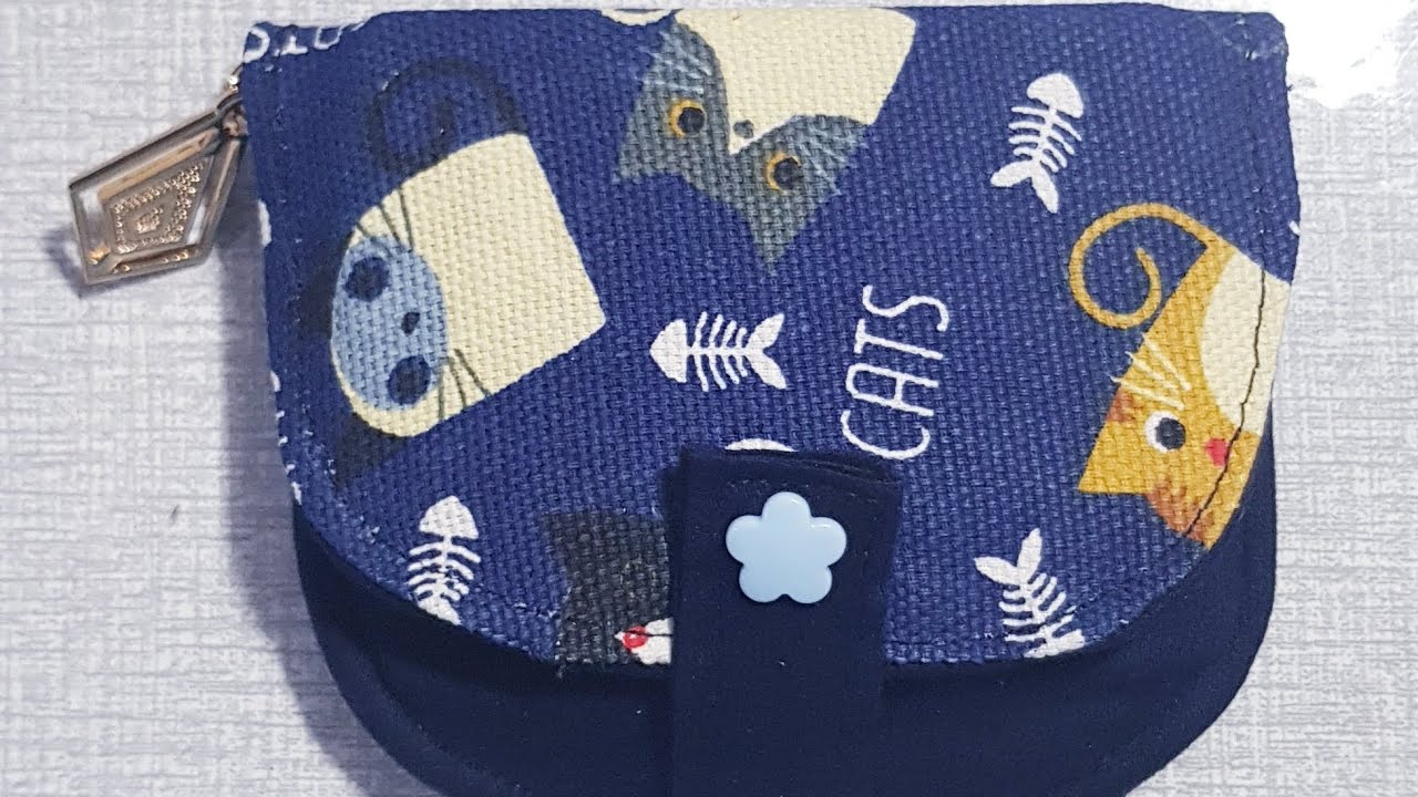DIY Easy cute coins and cards wallet with small fabrics - YouTube