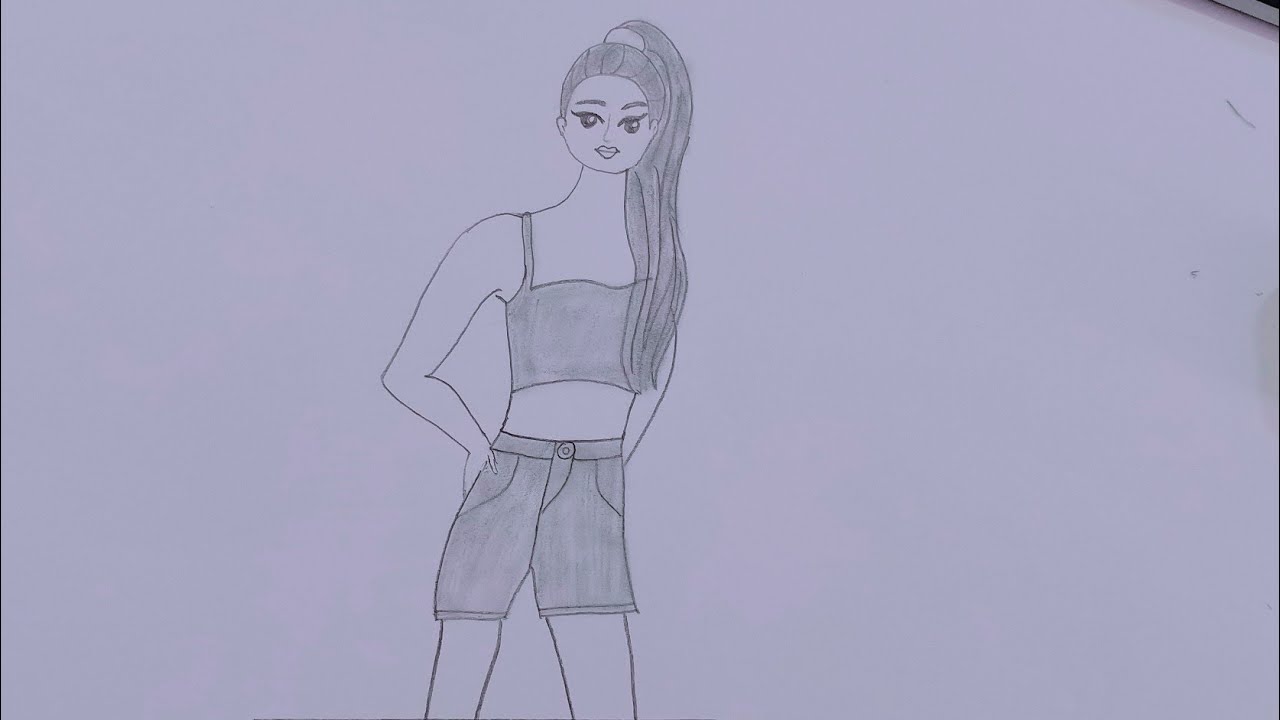 cute girl drawing | fitness | step by step | how to draw a girl | - YouTube
