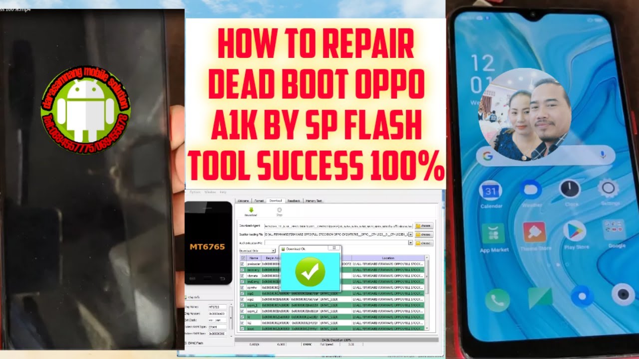 how to repair/fix dead boot/struck on logo oppo A1k cph1923 new ...