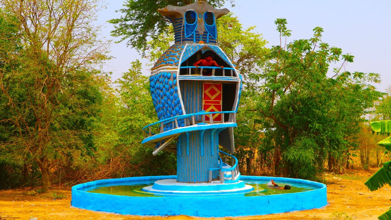 Unbelievable Technique! Two Men Building Mud Villa House On A Tree ...