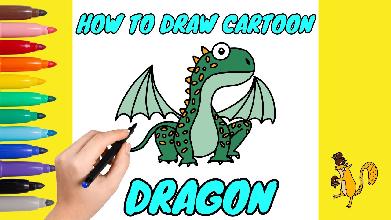 Draw a Cartoon Dragon! Fun & Easy! | How to Draw a Cartoon Dragon - YouTube