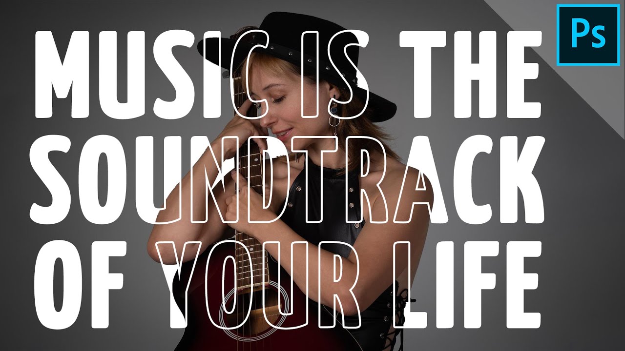 Place text behind a subject with an outline | PHOTOSHOP TUTORIAL - TEXT ...