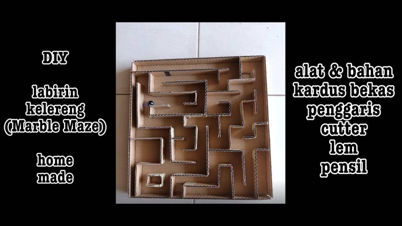 DIY MARBLE MAZE (LABIRIN KELERENG) DARI KARDUS BEKAS - YouTube
