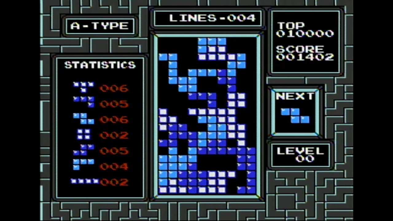 NES Tetris title screen demo top out - YouTube