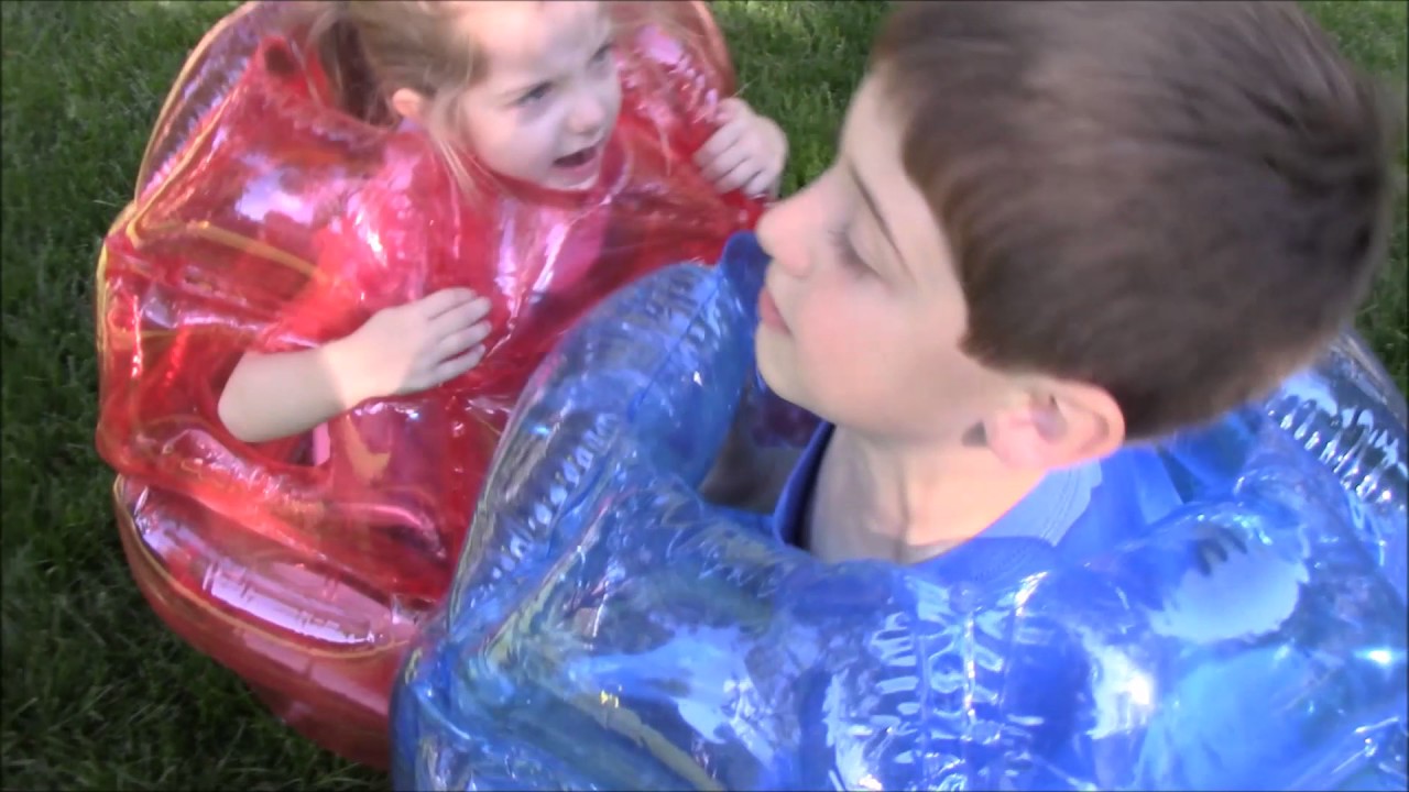 Kids Battle With Inflatable Body Bumper Balls - YouTube