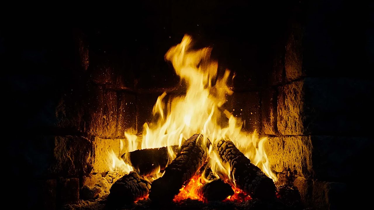 🔥Relaxing Fireplace Black Screen with Burning Logs and Crackling Fire ...