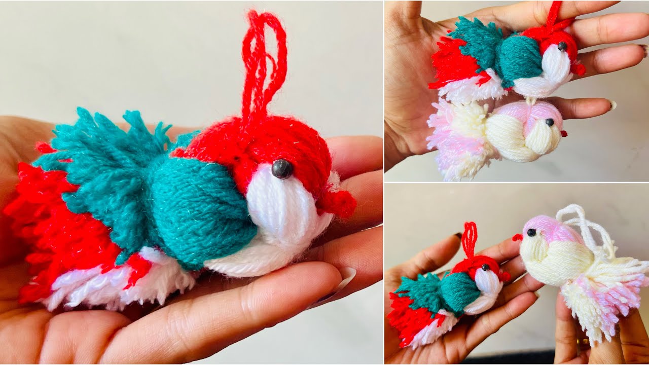 Hand made woolen bird making tutorial | Without Glue | Easy Bird ...