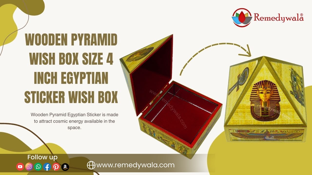 Remedywala Wooden Pyramid Wish Box Size 4 inch Egyptian Sticker Wish ...