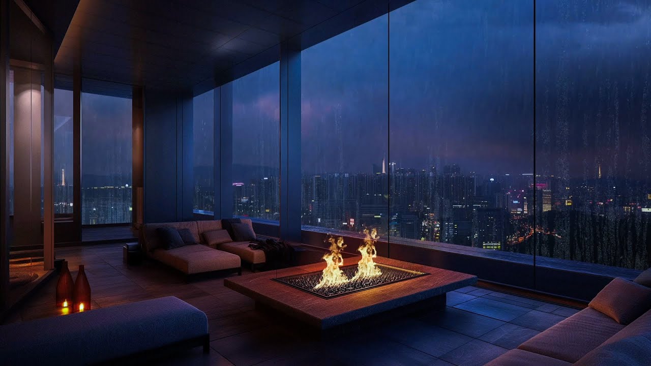 Chill Out At Luxury Apartment in Skyscraper on a Stormy Night ...