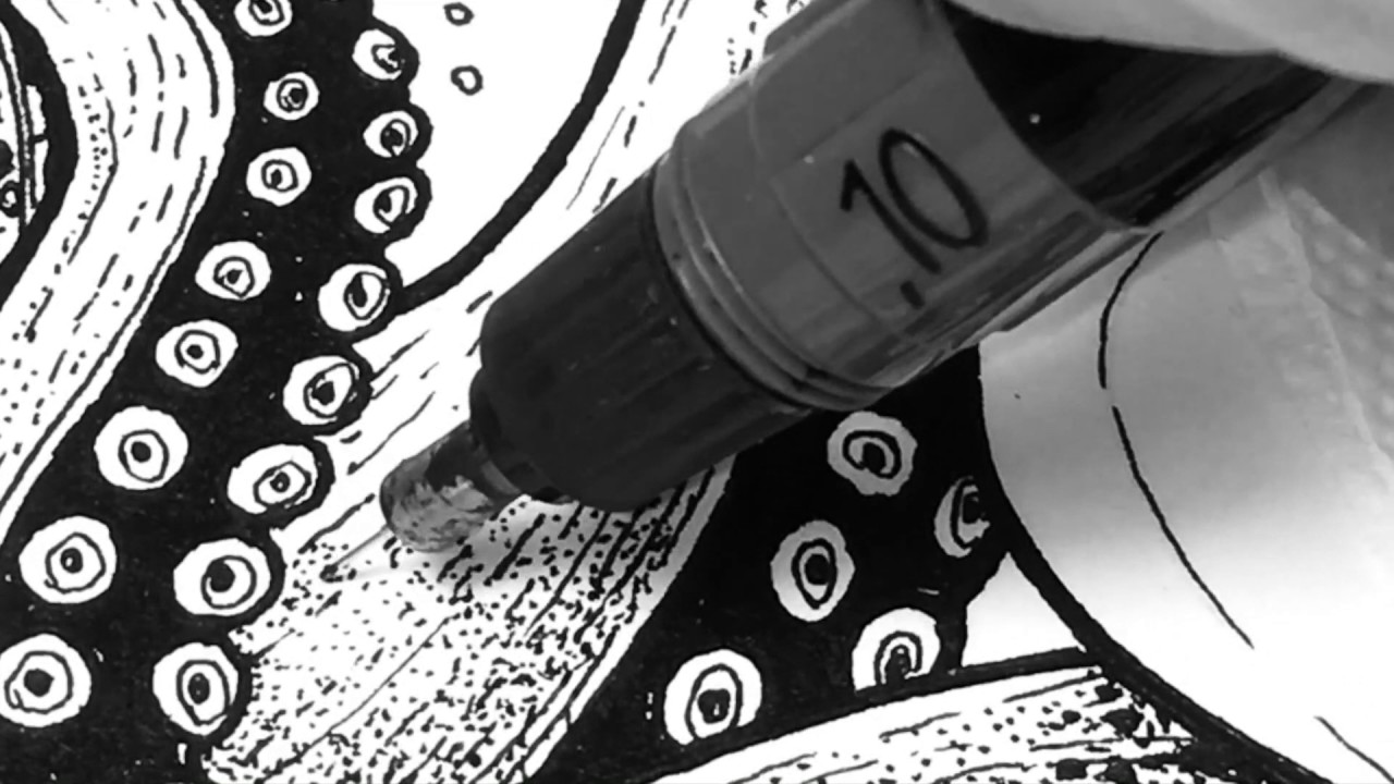 Short inking process on the 1000MODS artwork - close-ups - YouTube