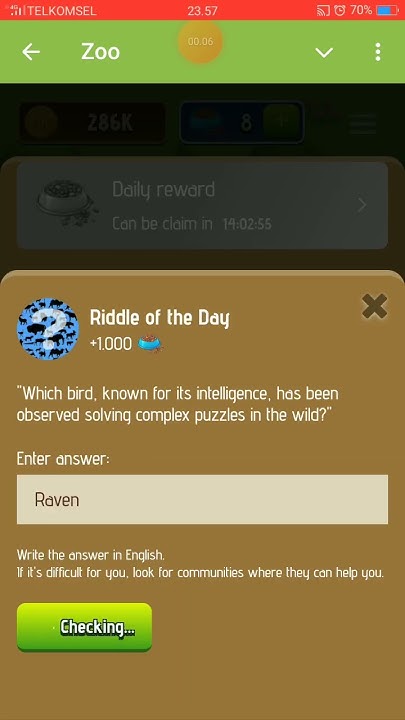 Riddle of the day Zoo airdrop Telegram Daily combo today - YouTube