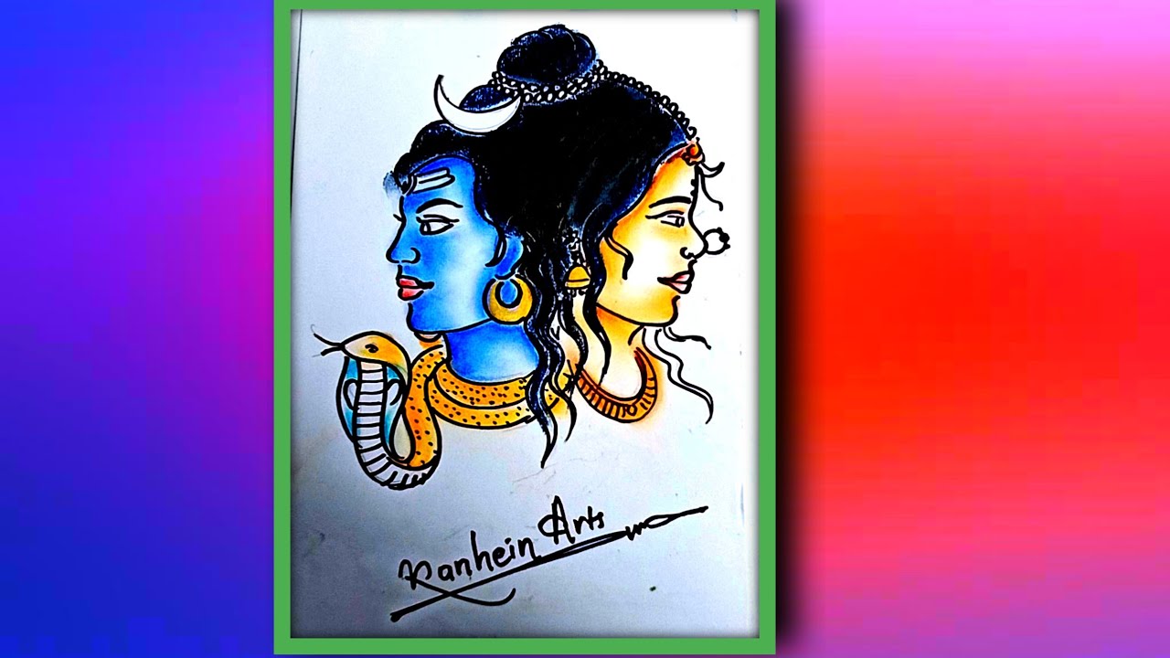 Shiv parwati drawing tutorial step by step for beginners 🕉️🔱🥰🙏/Shiv ...