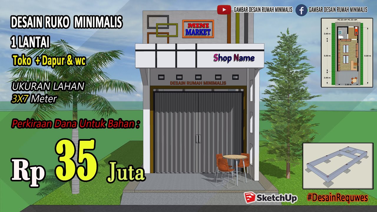 Desain Ruko 1 Lantai Minimalis Budget 35 Juta! - YouTube
