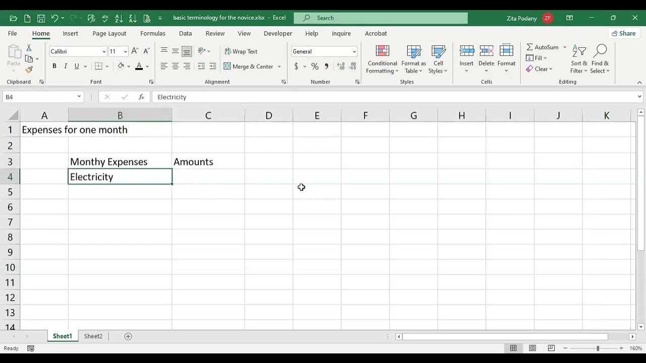 Basic Excel Terminology for the complete novice - YouTube
