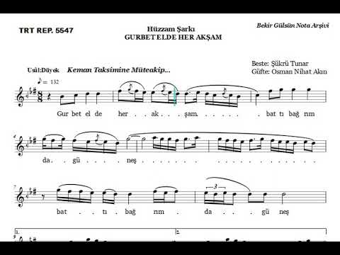 Gurbet Elde Her Akşam - Nota Eşliğinde Karaoke (Ahenk: Kız Neyi )