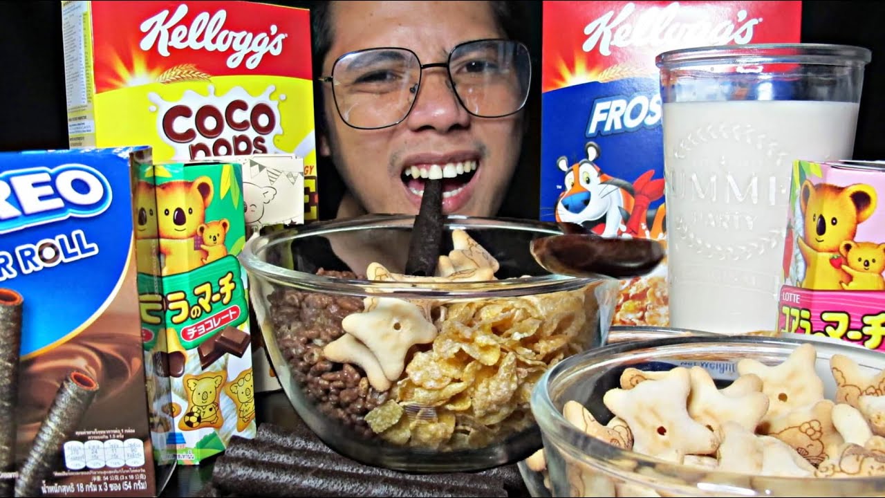 ASMR Chocolate Cereal Frosties, COCO pops and Koala's March│Collab with ...