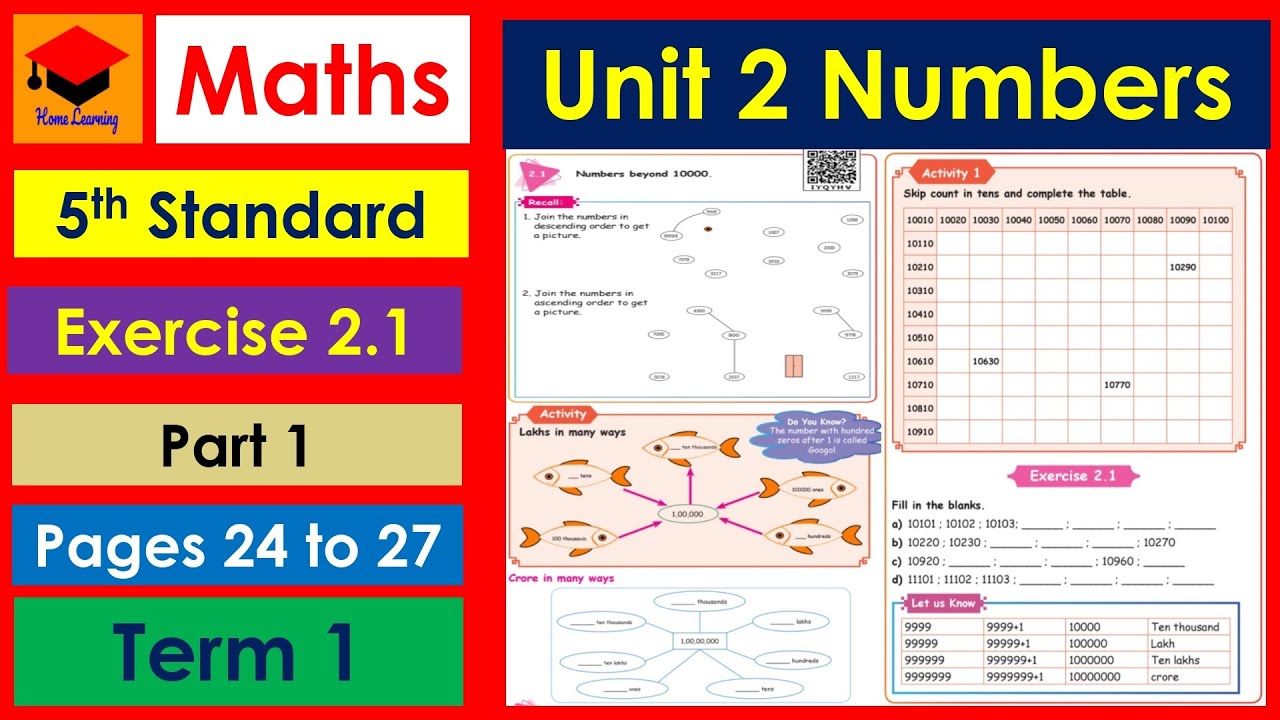 5th Std- Maths- Unit 2- Numbers- Exercise 2.1- Pages 24 to 27- Numbers ...
