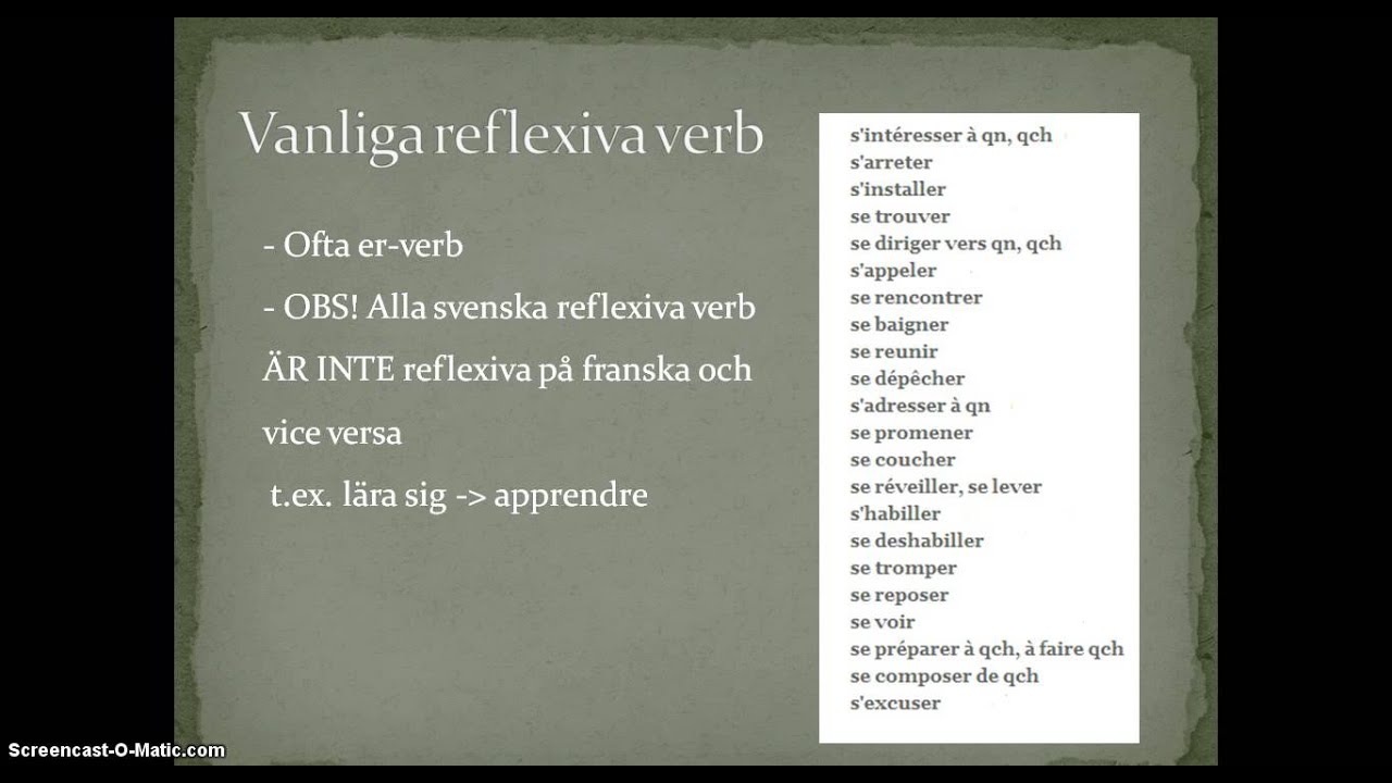 reflexiva verb i nutid på franska - YouTube