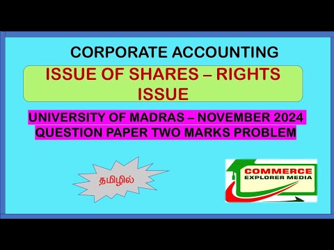 Corporate accounting - Issue of shares - Rights issue - Nov 2024 ...
