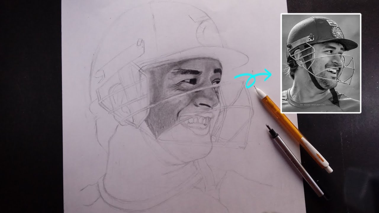 Drawing Of Ms.Dhoni 🔥🔥/(PART-1)/ inspired by @SouravjoshiArts - YouTube