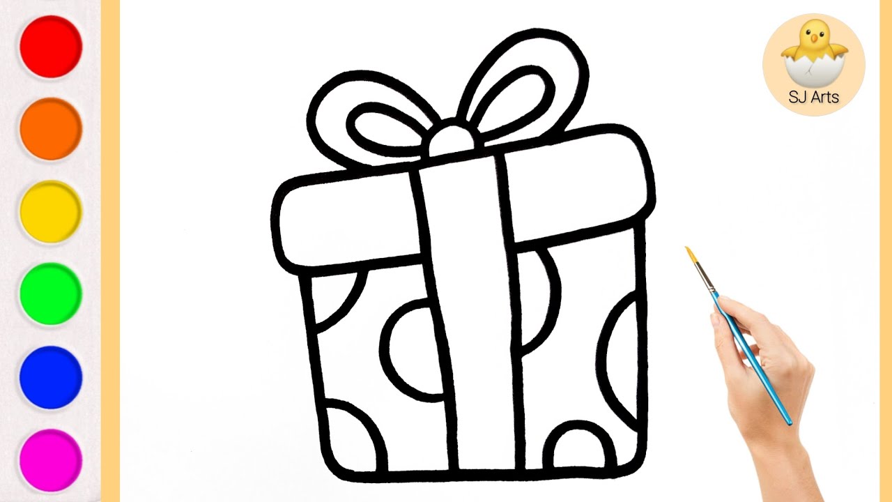 How to draw a gift box with colour 🎁 - YouTube